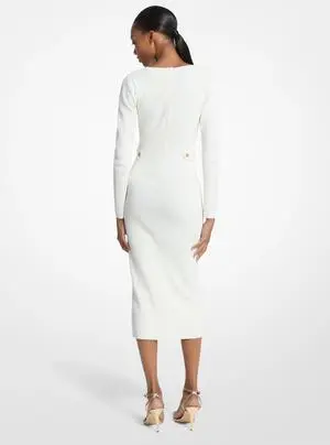 Michael Kors Ribbed Stretch Viscose Midi Dress
