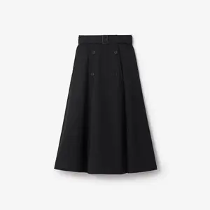 Burberry Gabardine Trench Midi Skirt - Black