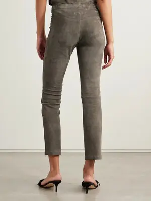 Stouls Jp Twenty Cropped Suede Flared Leggings - Gray