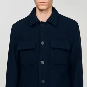 Sandro Virgin Wool Overshirt - Midnight Blue