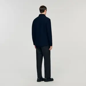 Sandro Virgin Wool Overshirt - Midnight Blue