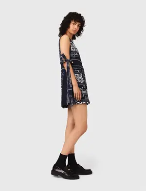 Maje Viscose Mini Bandana Print Dress - Navy Bandana Print