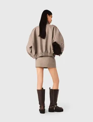 Maje Oversized Wool Jacket - Beige