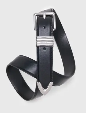 Maje Smooth Leather Belt With Metallic Buckle