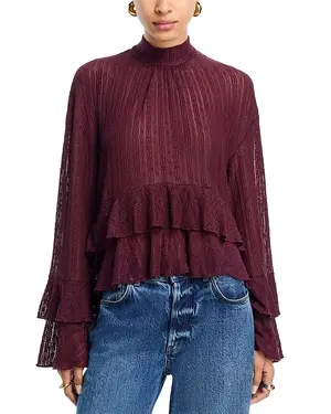 Mock Neck Ruffle Blouses