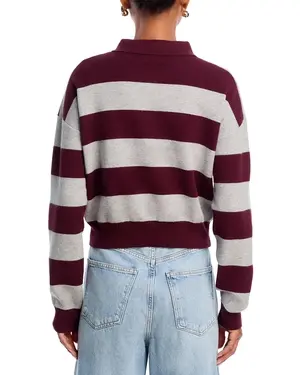 525 America Rugby Stripe Sweater - Burgundy/light Gray