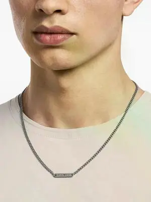 Emporio Armani Curb-chain Necklace With Logo Plaque