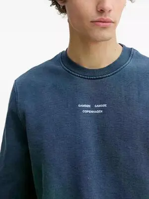 SAMSOE SAMSOE Crew-neck Logo Sweatshirt - Blue