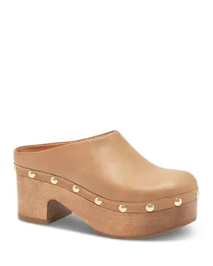 Free People Calli Studded Clogs - Tan Leather