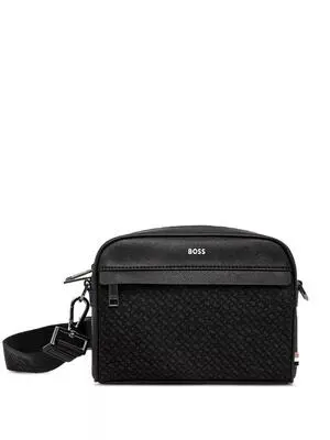 BOSS Logo-embossed Messenger Bag - Black