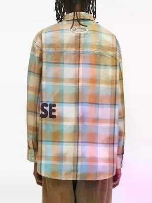AAPE BY *A BATHING APE Plaid Logo Shirt - Neutrals