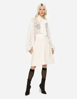 Dolce & Gabbana Devoré Satin Dg Logo Shirt - White
