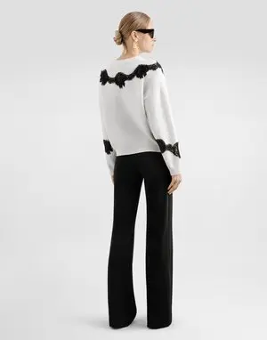 Dolce & Gabbana Flared Milano Rib Pants - Black