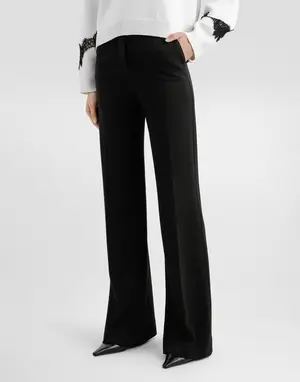 Dolce & Gabbana Flared Milano Rib Pants - Black