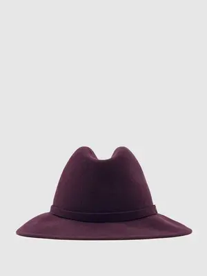 REISS Wool Fedora With Gold-tone Hardware - Burgundy