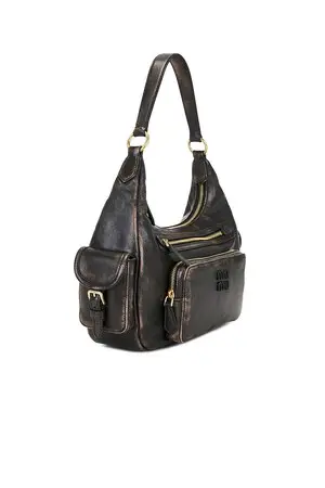 Miu Miu Velluto Righe Shoulder Bag - Caffe