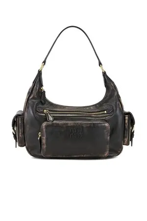 Miu Miu Miu Miu Velluto Righe Shoulder Bag Caffe