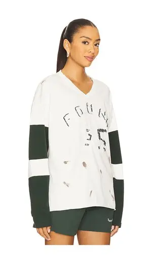 FOUND Distressed Team Tee - Off White & Green
