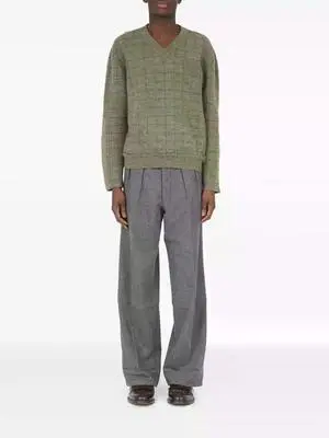 MAISON MARGIELA V-neck Grid-pattern Sweater