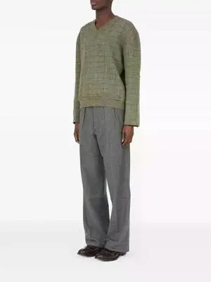 MAISON MARGIELA V-neck Grid-pattern Sweater