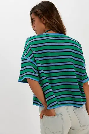 Free People We The Free Clean Rugby Tee - Clover Combo