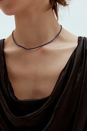TAKARA Bicone Lapis Lazuli Beaded Necklace - Lapis/gold