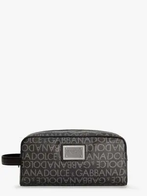 Dolce & Gabbana Coated Canvas Necessaire With Allover Logo - Black