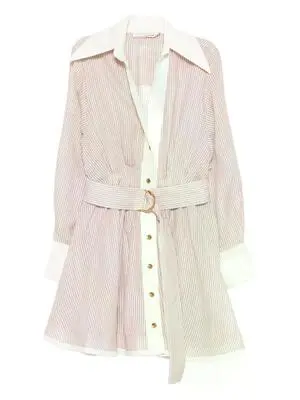 Zimmermann Hypnotic Tuck Belted Mini Shirt Dress