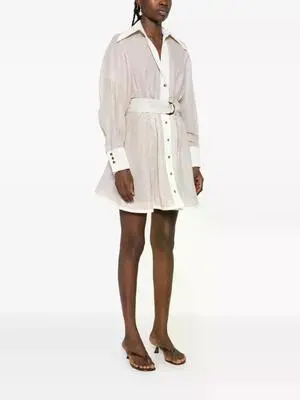Zimmermann Hypnotic Tuck Belted Mini Shirt Dress