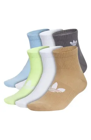 Adidas Superlite Performance Quarter Crew Socks 3 Pack - Ash Blue/white/lime Green