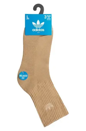 Adidas Trefoil Performance Crew Socks 3-pack - Brown/heather Grey/ash Blue