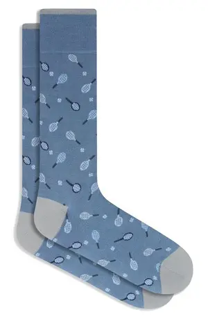 Bugatchi Tennis Mercerized Cotton Blend Dress Socks Steel