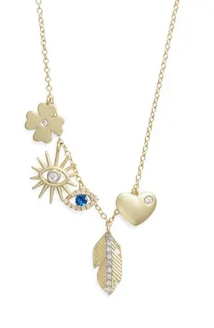 Meira T 18k Gold Diamond And Sapphire Charm Necklace - Yellow