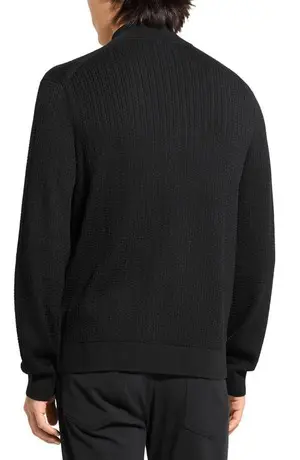 Theory Walton Cabled Cotton Zip Cardigan - Black