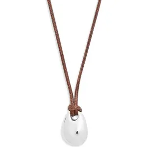 OPEN EDIT Molten Orb Pendant Necklace - Dark Brown- Silver