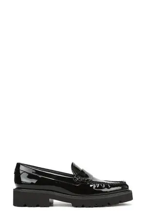 Franco Sarto Patent Loafer With Lug Sole - Black
