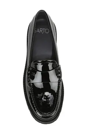Franco Sarto Patent Loafer With Lug Sole - Black