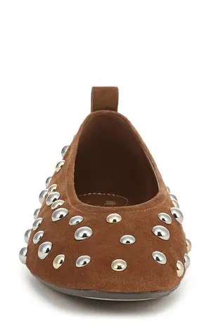 27 EDIT NATURALIZER Carla Studded Ballet Flat - Dark Chestnut Brown