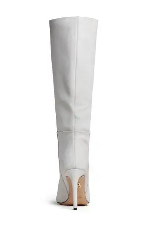 BEAUTIISOLES Yara Pointed Toe Knee High Boots - Off White