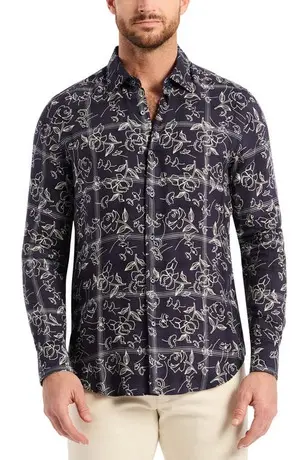Robert Graham Essex Floral Button-up Shirt - Navy