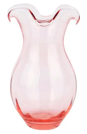 VIETRI Hibiscus Medium Fluted Glass Vase - Pink