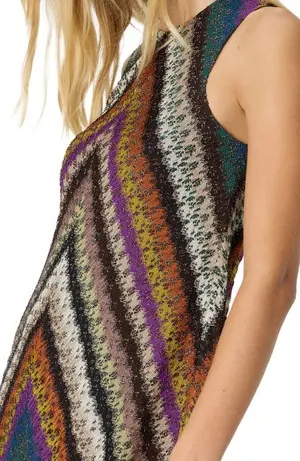 Missoni Crewneck Mini Dress With Lace Tulle - Multicoloured