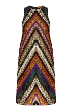 Missoni Crewneck Mini Dress With Lace Tulle - Multicoloured