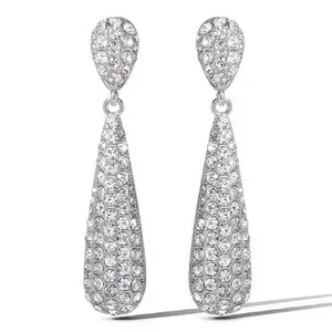 Jessica Simpson Crystal Pave Teardrop Earrings - Silver