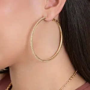 Jessica Simpson Crystal Hoop Earrings