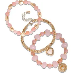 Jessica Simpson 3-piece Bracelet Set - Pink/gold