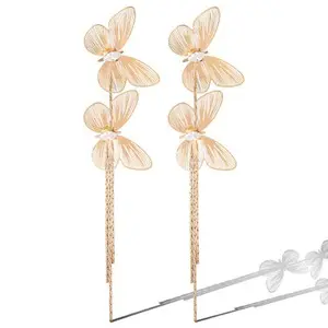 Jessica Simpson Butterfly Tasseled Drop Earrings - Gold