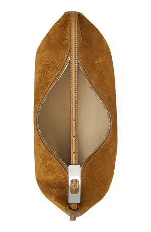 Tory Burch T Monogram Suede Balloon Bag - Chicory Brown
