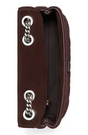 Tory Burch Small Kira Quilted Suede Convertible Shoulder Bag - Licorice