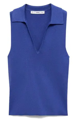 Mango Sleeveless Knit Polo - Blue